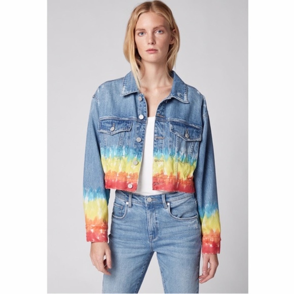 Blank NYC | Jackets & Coats | Blank Nyc Cropped Distressed Rainbow Dip ...